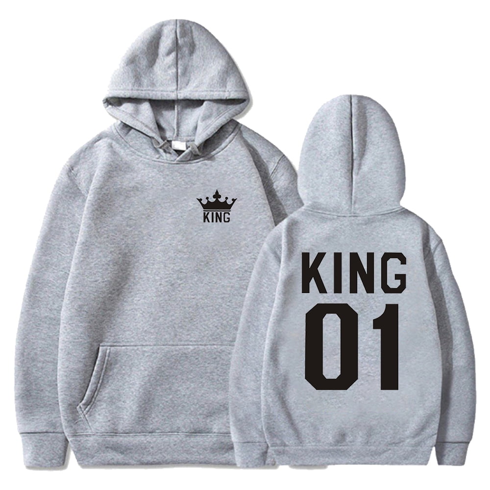 King Queen Merch Couple Hoodies Long Sleeve Streetwear Men Women Hooded ...