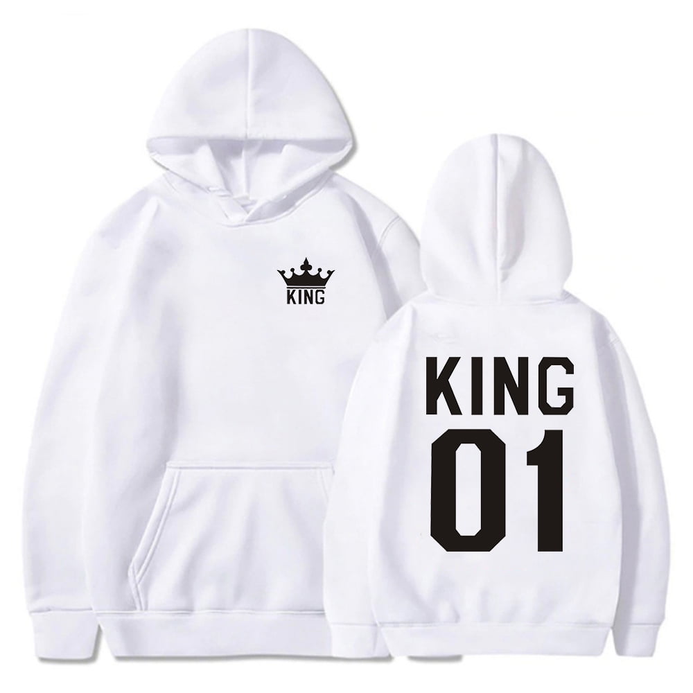 King Queen Merch Couple Hoodies Long Sleeve Streetwear Men Women Hooded ...