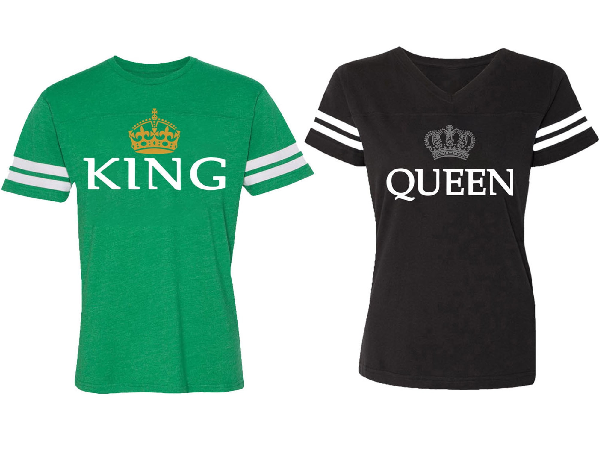 King Queen Old Matching Couple Cotton Jerseys (Men Green / Women Black ...