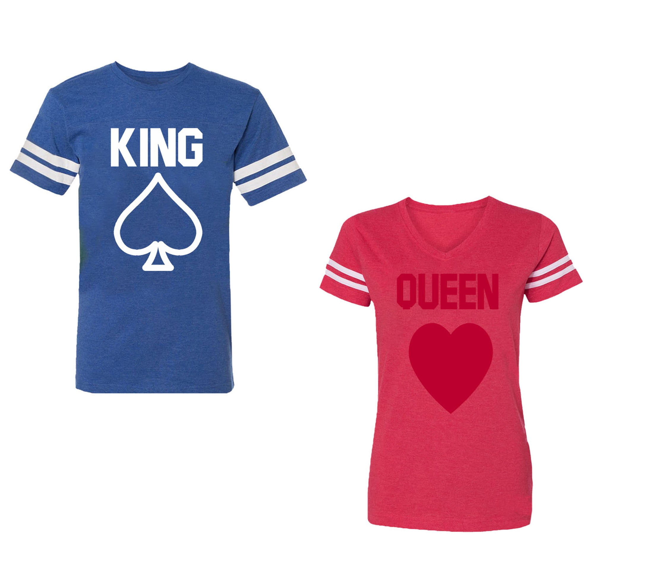 King Queen Poker Unisex Couple Matching Cotton Jersey style T-Shirt ...
