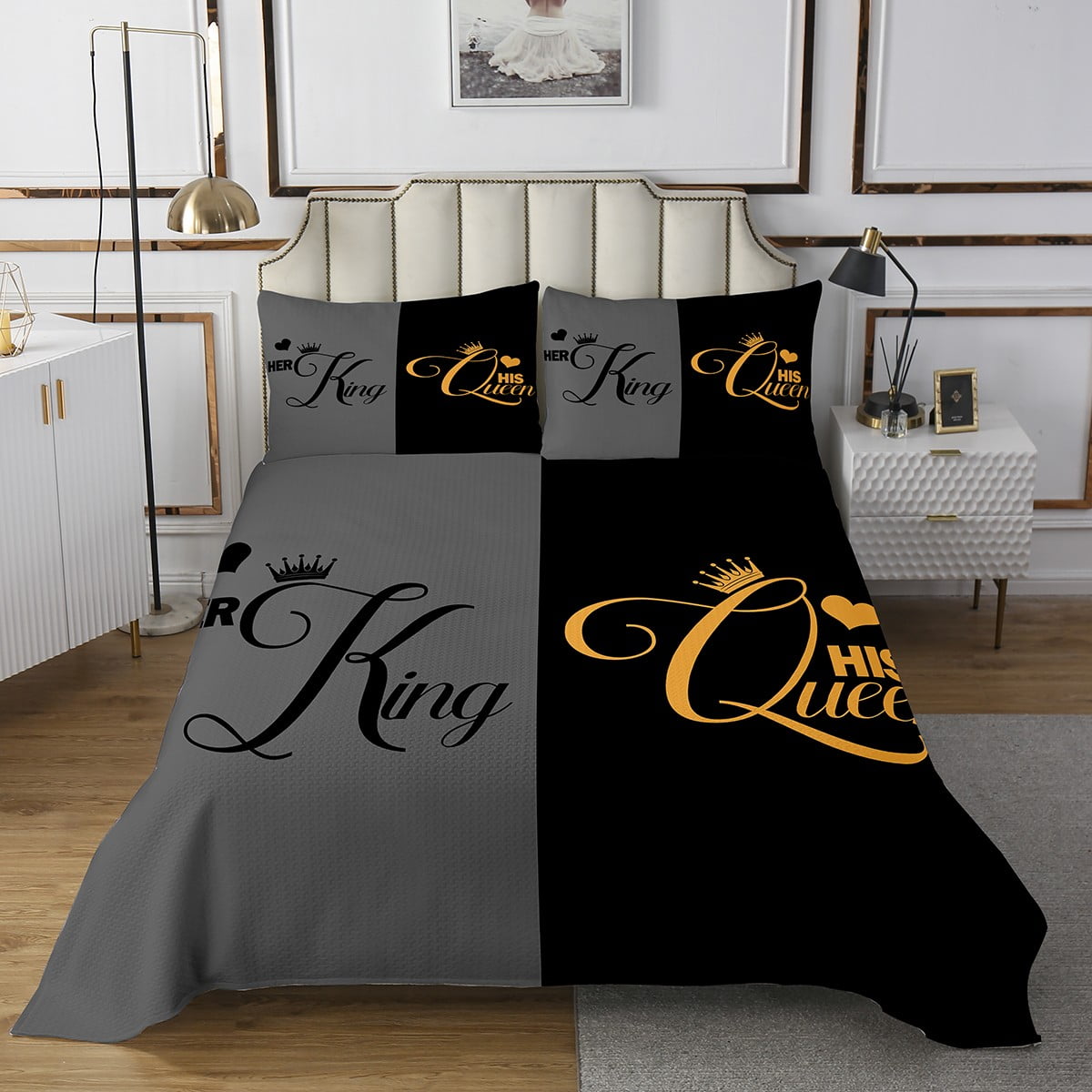 King and Queen Quilt Set Her King and His Queen Crown Coverlet Set ...