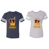 King Queen Red Gold Crown Matching Couple Cotton Jerseys (Men Navy ...