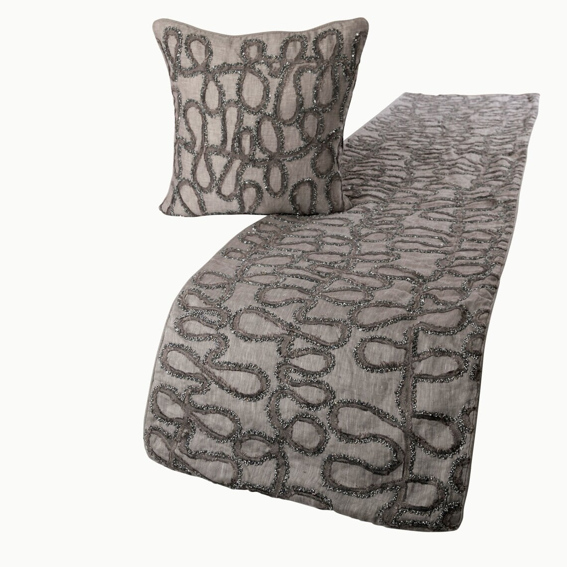 King Queen Twin Bed Runner, Grey Designer Bed Scarf in Linen with ...
