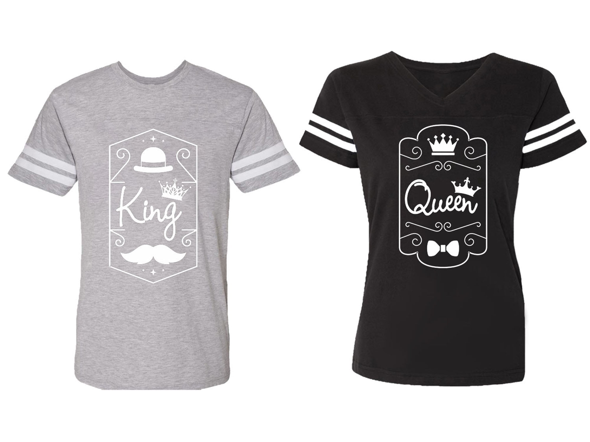 King Queen White Pentagon Matching Couple Cotton Jerseys (Men Heather ...
