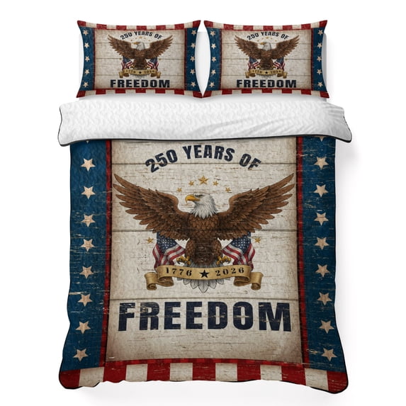 King Quilt Bedding Set 250 Years of Freedom Lightweight Summer Quilted ...
