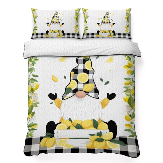 King Quilt Bedding Set Country Buffalo Checkered Dwarf with Yellow ...