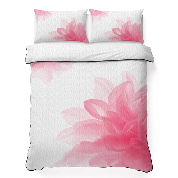 King Quilt Bedding Set Gradient Pink Flower Summer Quilt Lightweight ...