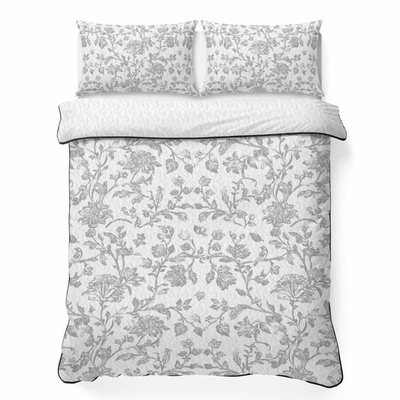 King Quilt Bedding Set Retro Farmhouse Floral Summer Quilt Lightweight ...