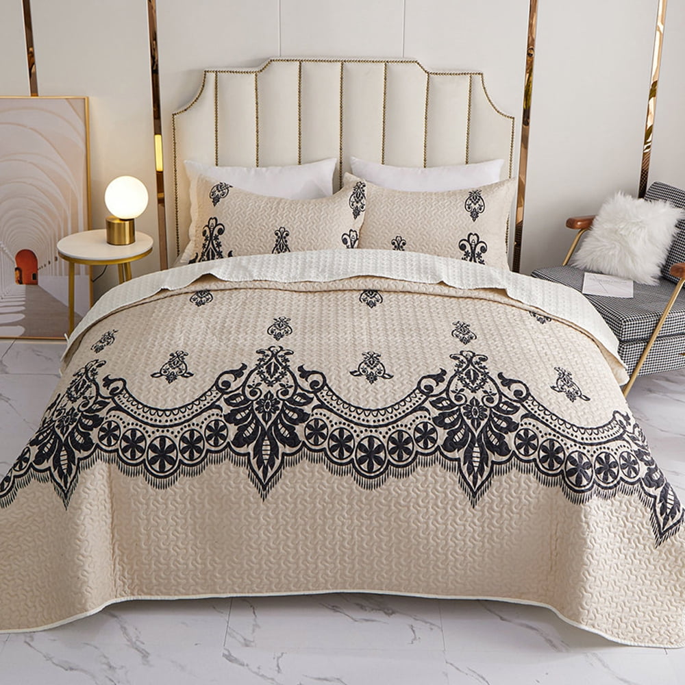 King Quilt Set Beige - Soft Lightweight Summer Quilts, All Season ...