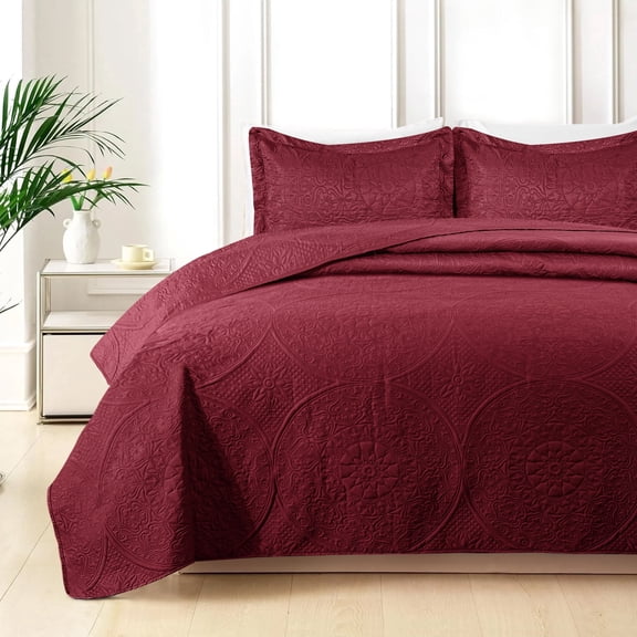 Full/Queen Quilt Set Black,Ultrasonic Embossed Bedspread, Lightweight ...