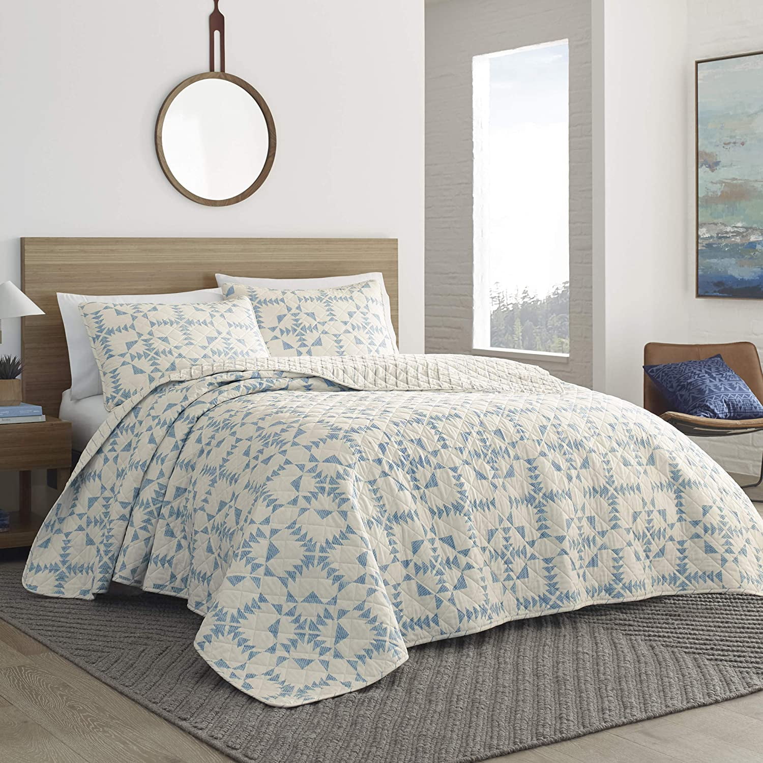 King Quilt Set, Reversible Cotton Bedding with Matching Shams ...