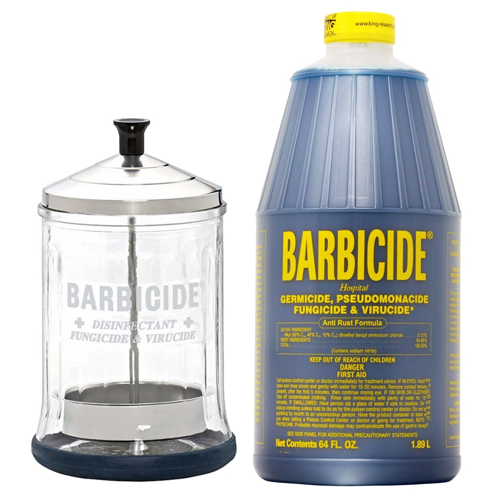 King Research Barbicide Disinfecting Jar Midsize 21oz + Disinfectant ...