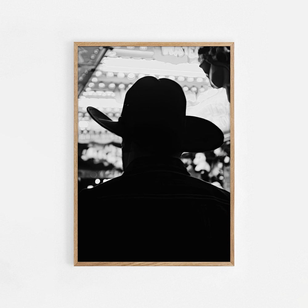 King Of The Rodeo Cowboy Silhouette Digital Art Print, Vintage Black ...