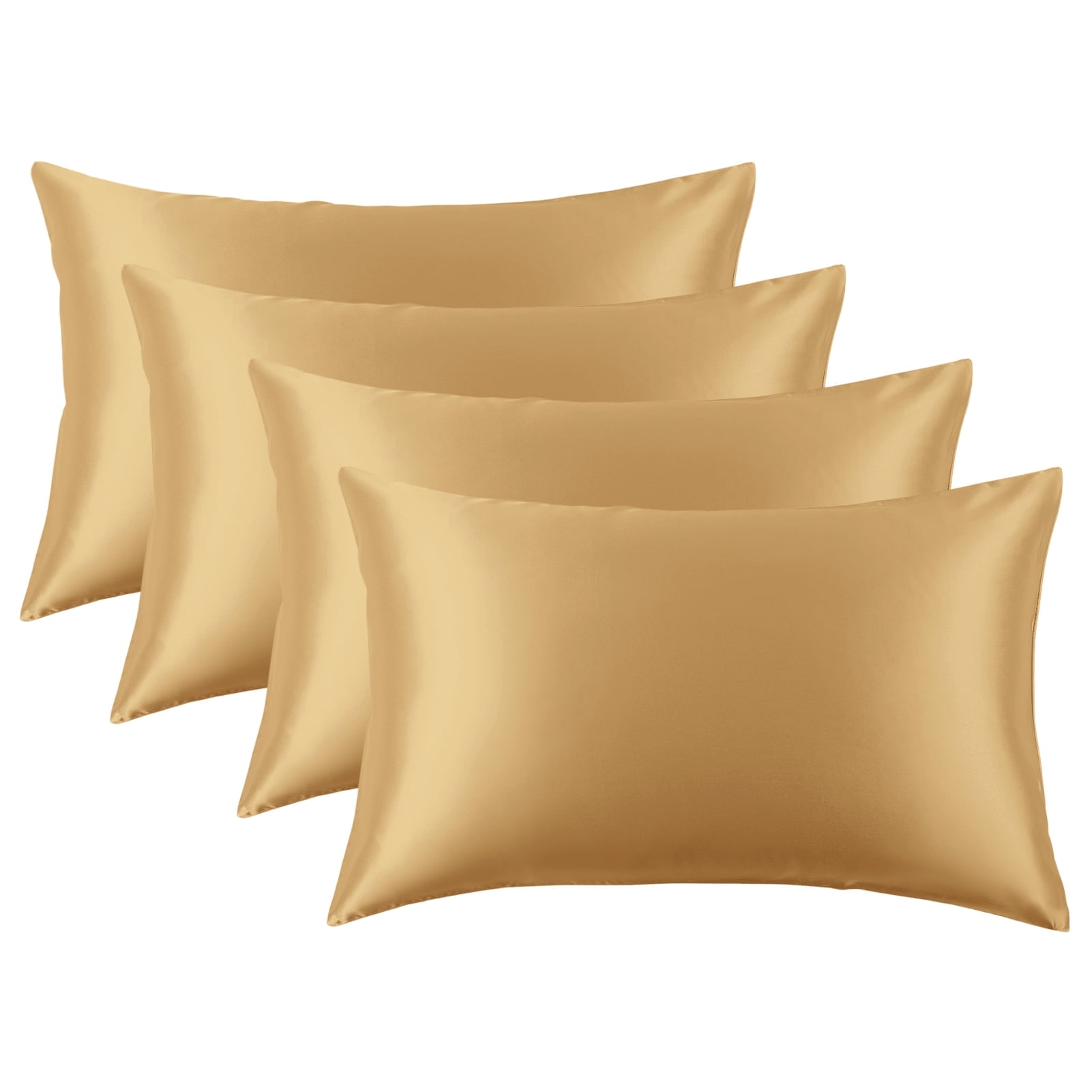 King Silk Pillowcase Set of 4, Gold Mulberry Silk Pillowcase, 100% ...