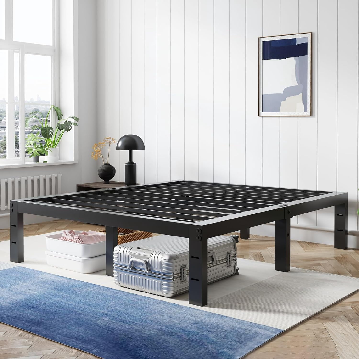 King Size Bed Frame, 12 Inch Simplicity Metal Platform King Bed Frame ...