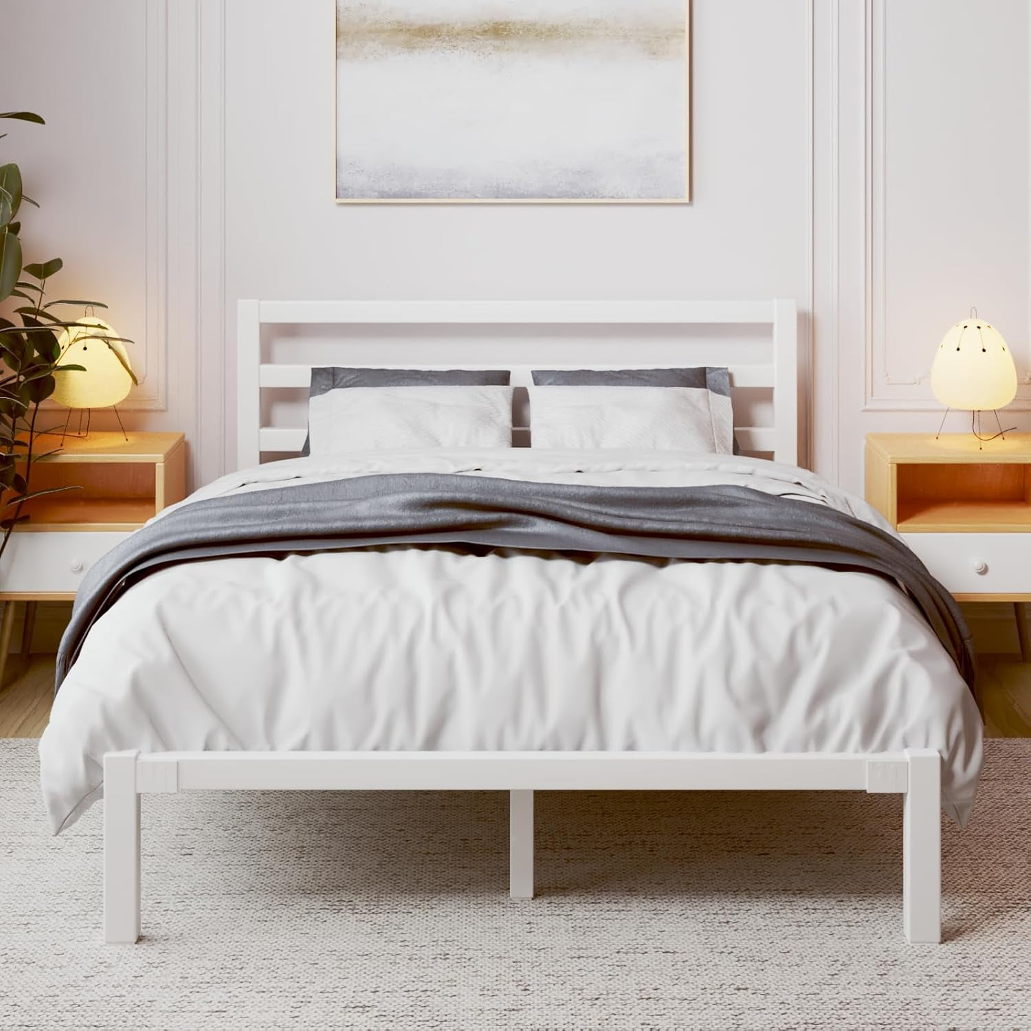 King Size Bed Frame, Heavy Duty Platform Bed Frame with Strong Metal ...