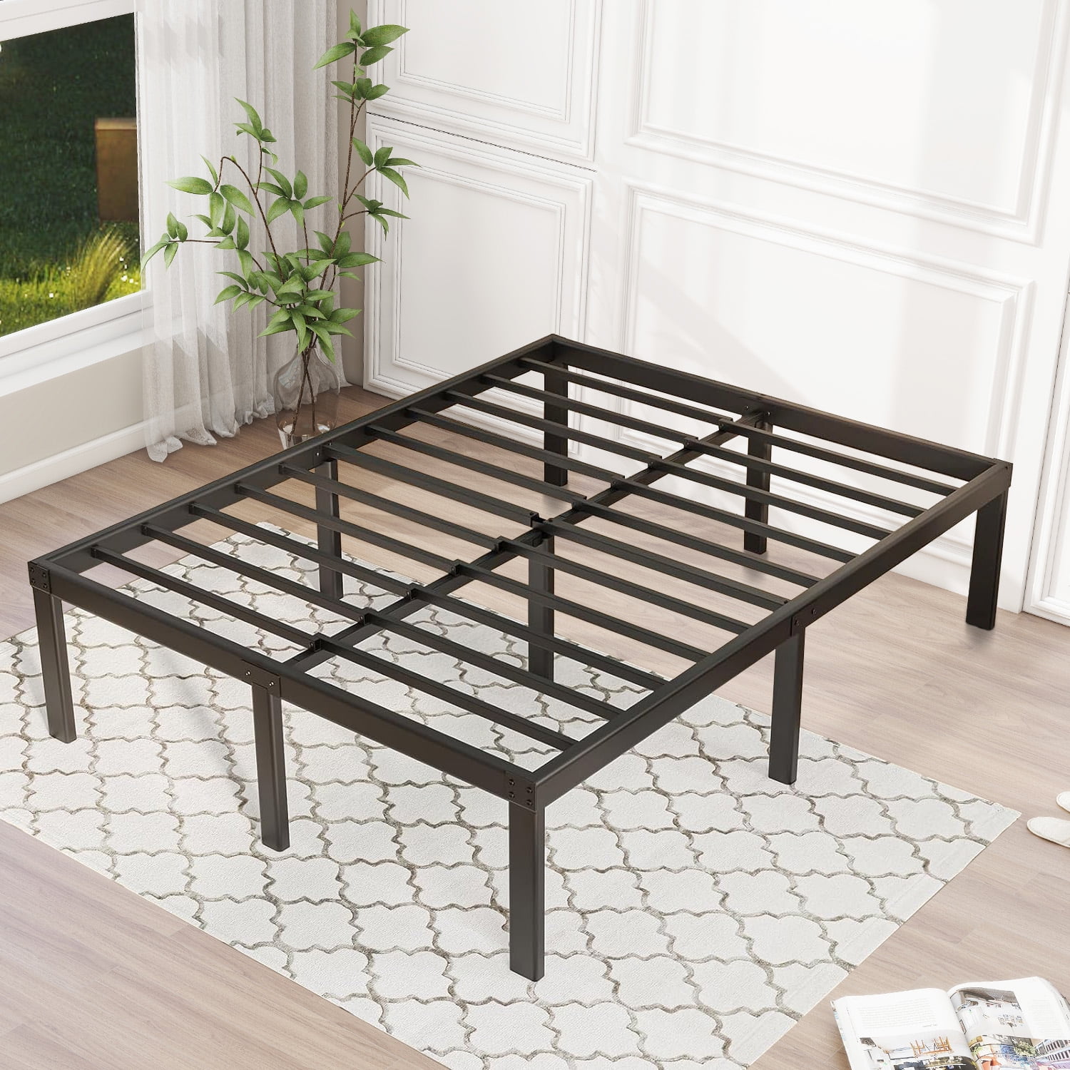 King Size Bed Frame, Metal Platform Frames No Box Spring Needed, Heavy ...