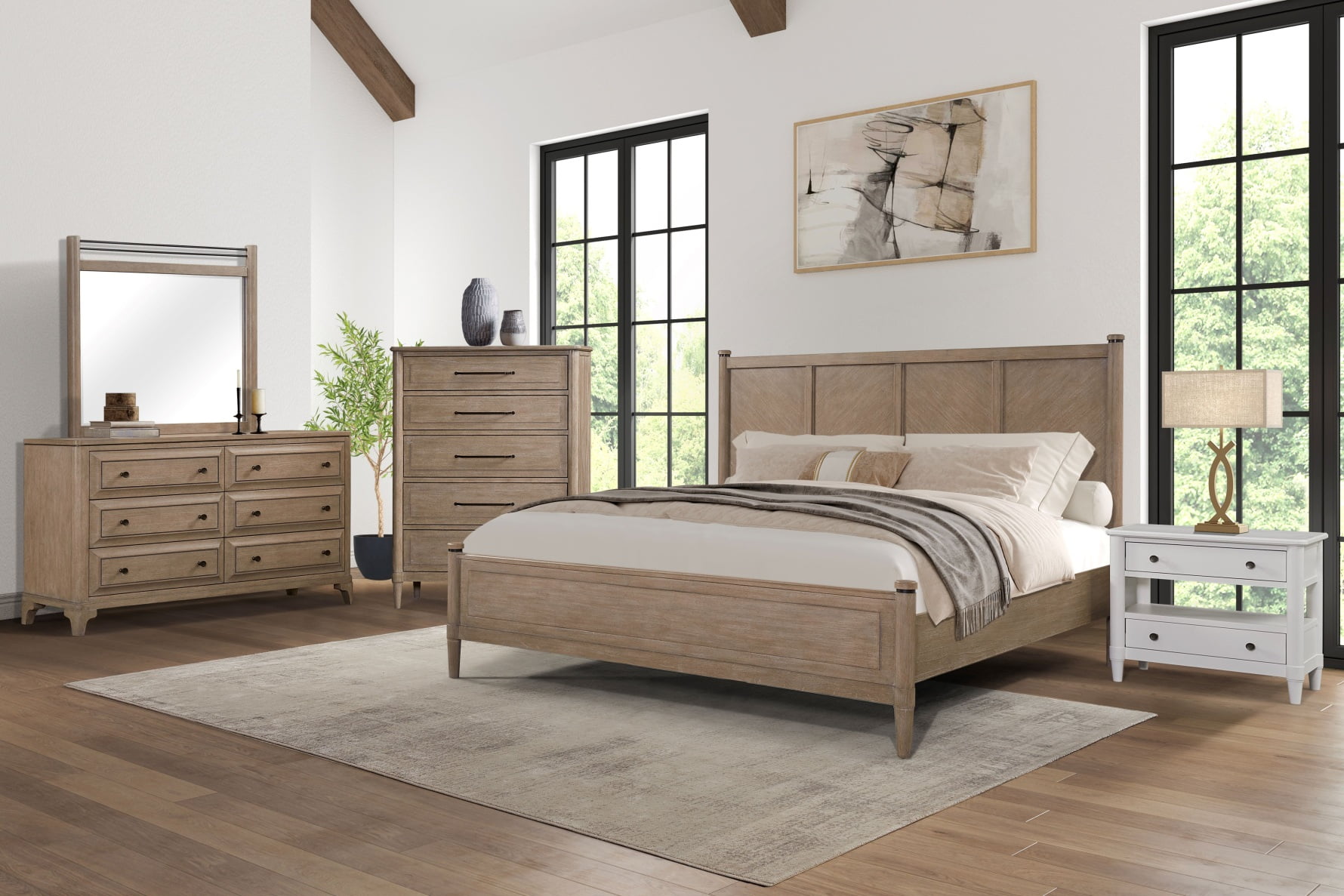 King Size Bed Frame, Platform Lo-Post Bed Frame with Transitional ...