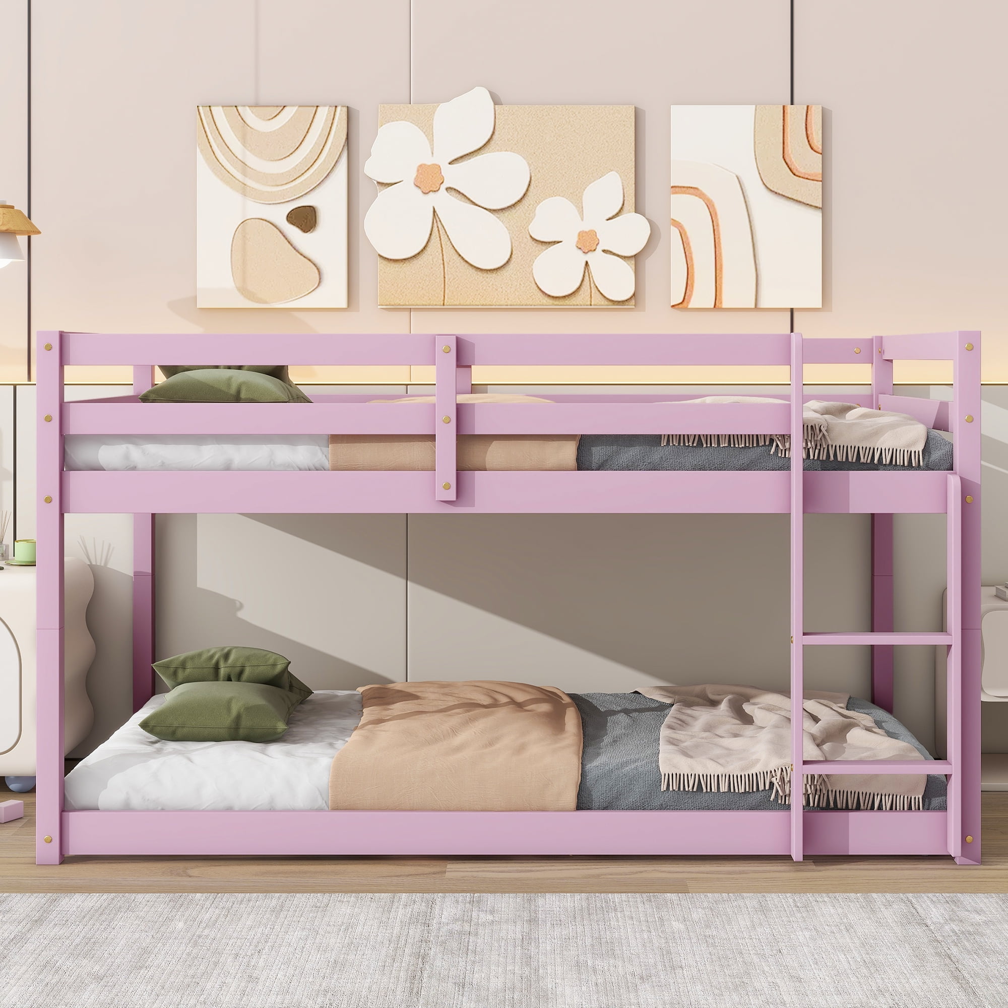 King Size Bed Frame Solid Wooden , Solid Rubber Wooden Twin over Twin ...