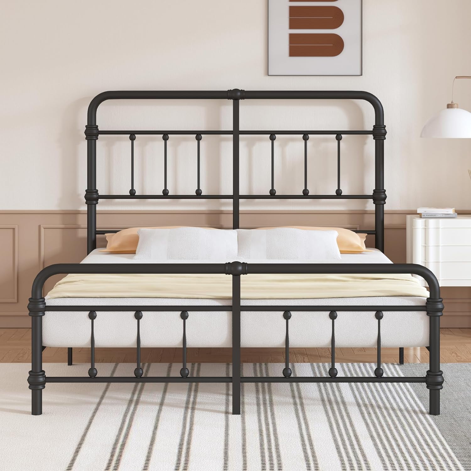 King-Size-Bed-Frame and-Headboard - Platform Bed Frame King with 18 ...
