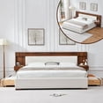 King Size Bed Frame with Storage Drawers & Built-in Nightstands, Wood ...