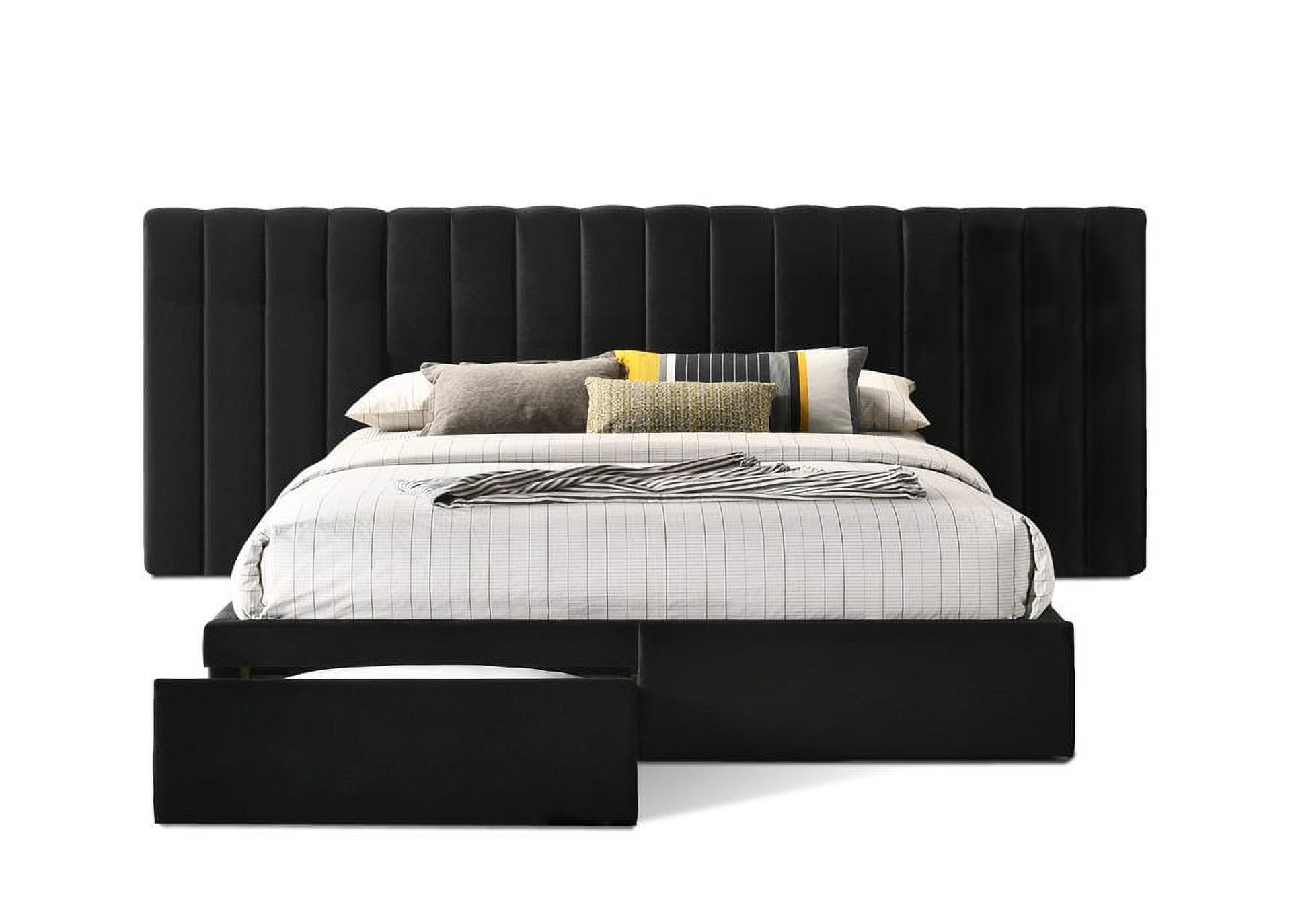 King Size Bed Velvet continuous spread Headboard with Footboard ...