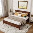 King Size Bed with Tall-Panel Headboard and Footboard, Built-in LED ...