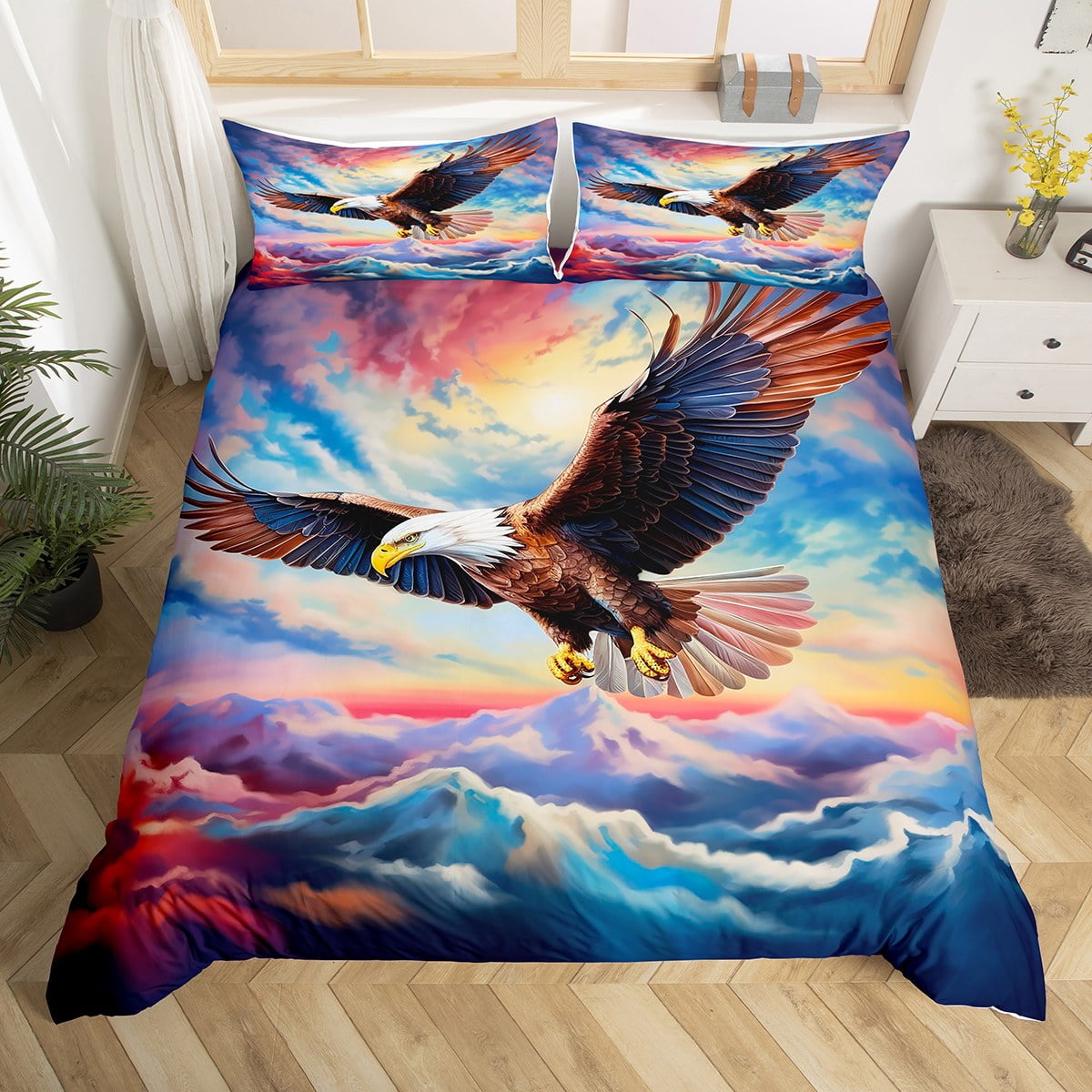 King Size Bedding Set Eagle Comforter Cover Bird Print Duvet Cover ...