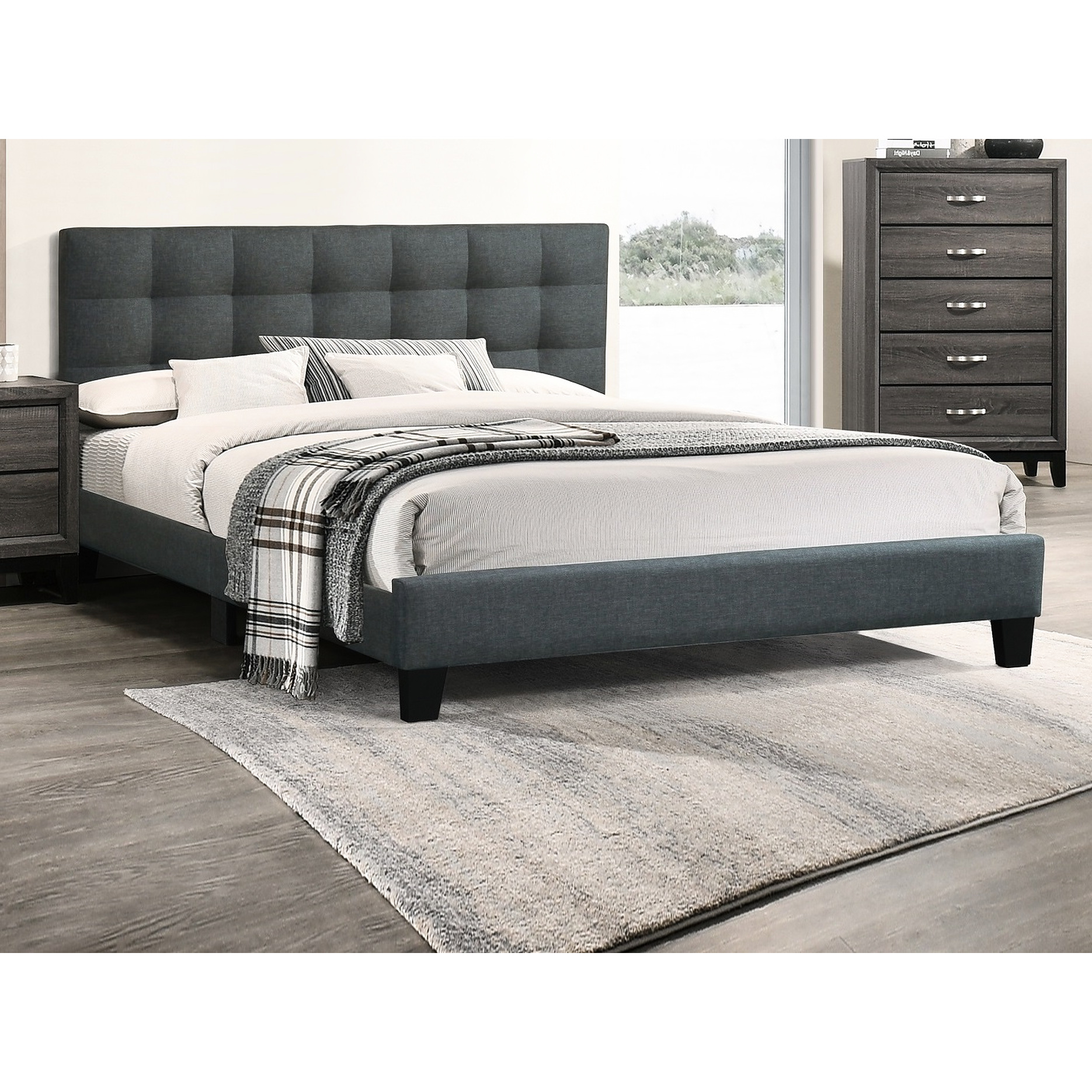 King Size Bedroom Furniture With Headboard In Charcoal And Modern ...