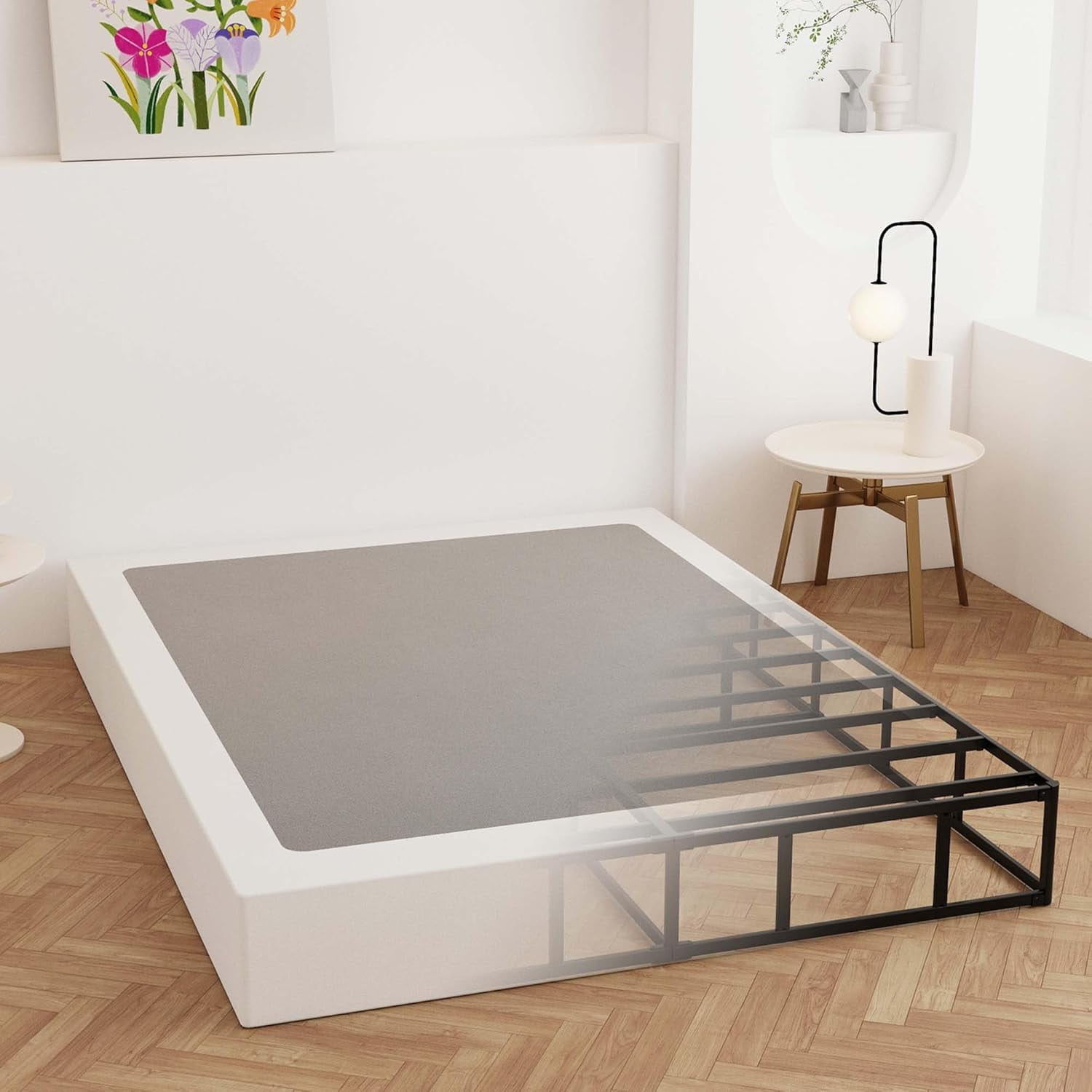 King Size Box Spring 4 Inch Low Profile, Heavy Duty Metal Box Spring ...