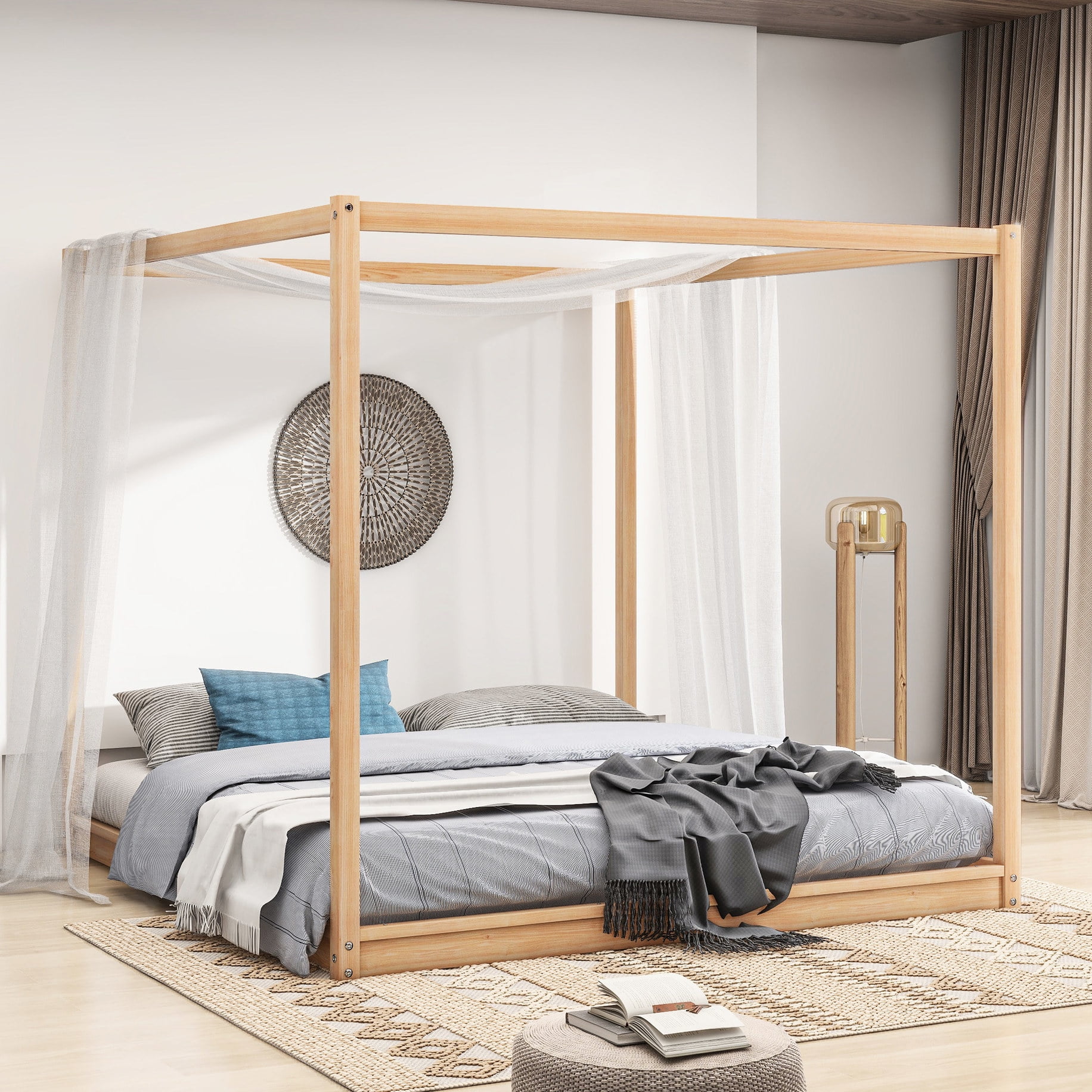 King Size Canopy Platform Bed | Allows Underbed Air Circulation in ...