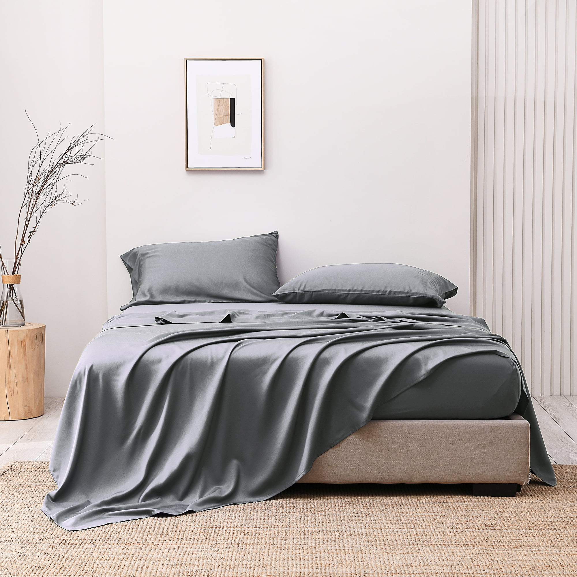 King Size Cooling Bed Sheets Set, 100% Viscose Derived from Bamboo ...