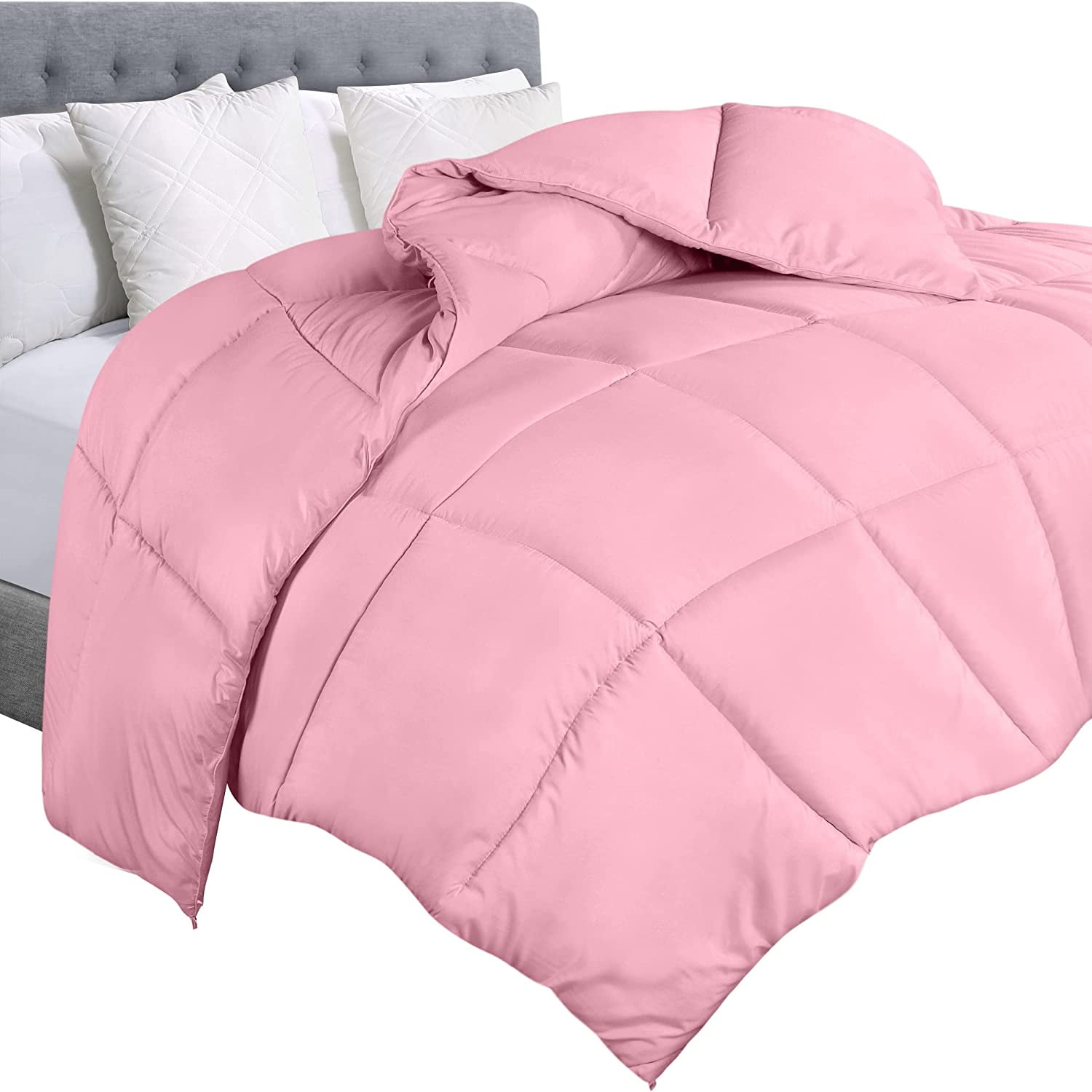 King Size Down Alternative Comforter - Quilted Box Stitch Design with ...