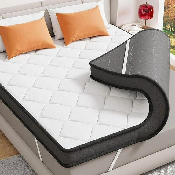 King Size Dual Layer 3 Inch Memory Foam Mattress Topper, 1 Inch Plush ...