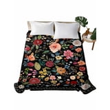Queen Size Flat Sheet Only, Watercolor Flowers Soft Brushed Microfiber ...