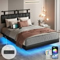 Blotout King Size Floating Bed Frame with LED Light, USB Outlets ...