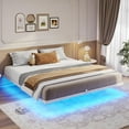 King Size Floating Bed Frame Metal Platform Bed with LED Lights for ...