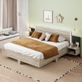 King Size Floating Platform Bed Frame with Built-in Nightstands, LED ...