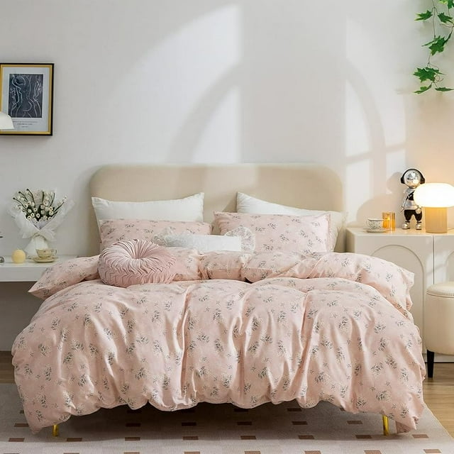 King Size Floral Comforter 3 Pieces Soft Cute Floral Bedding Comforter ...