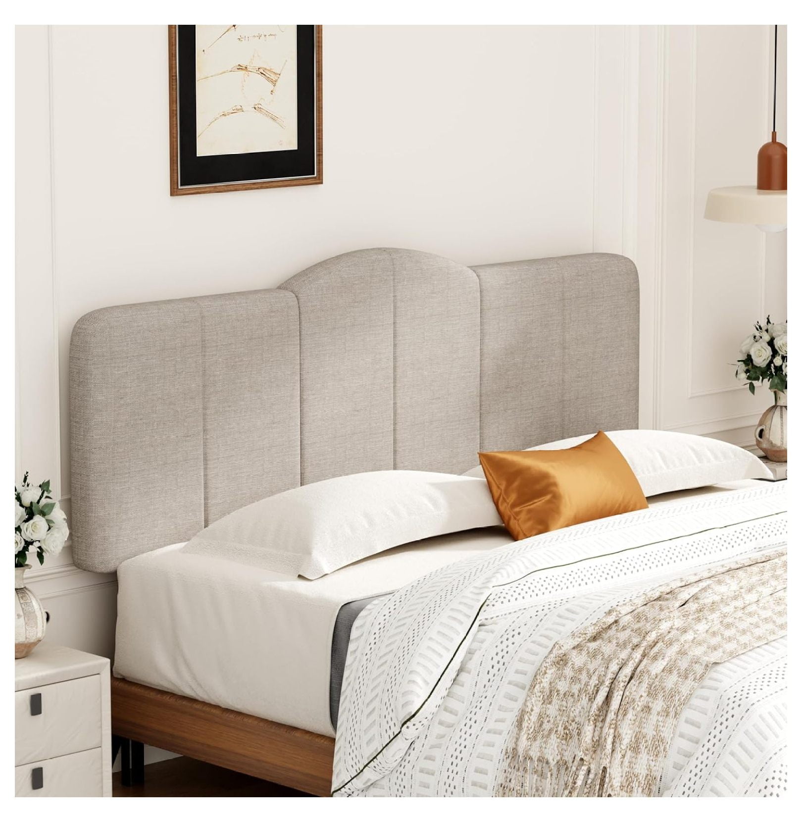 King Size Headboard Panels Backboard, Upholstered Foldable California ...