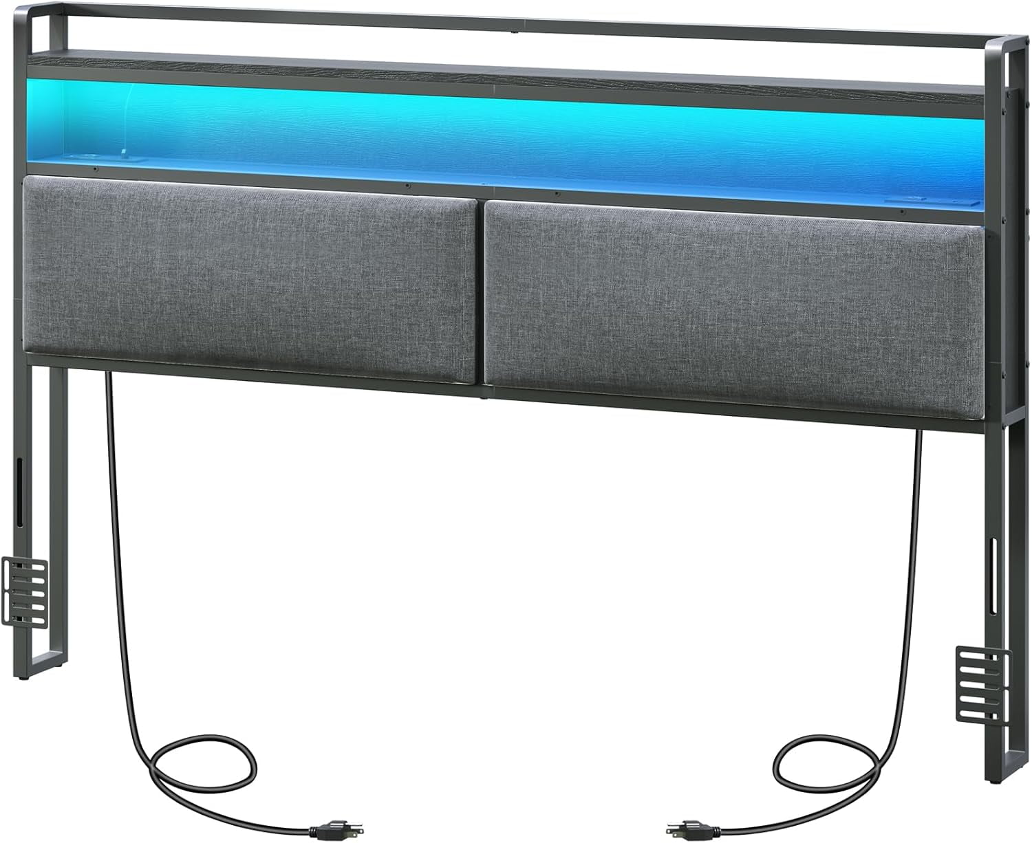 King Size Headboard, Upholstered Headboard with Power Panels and LED ...