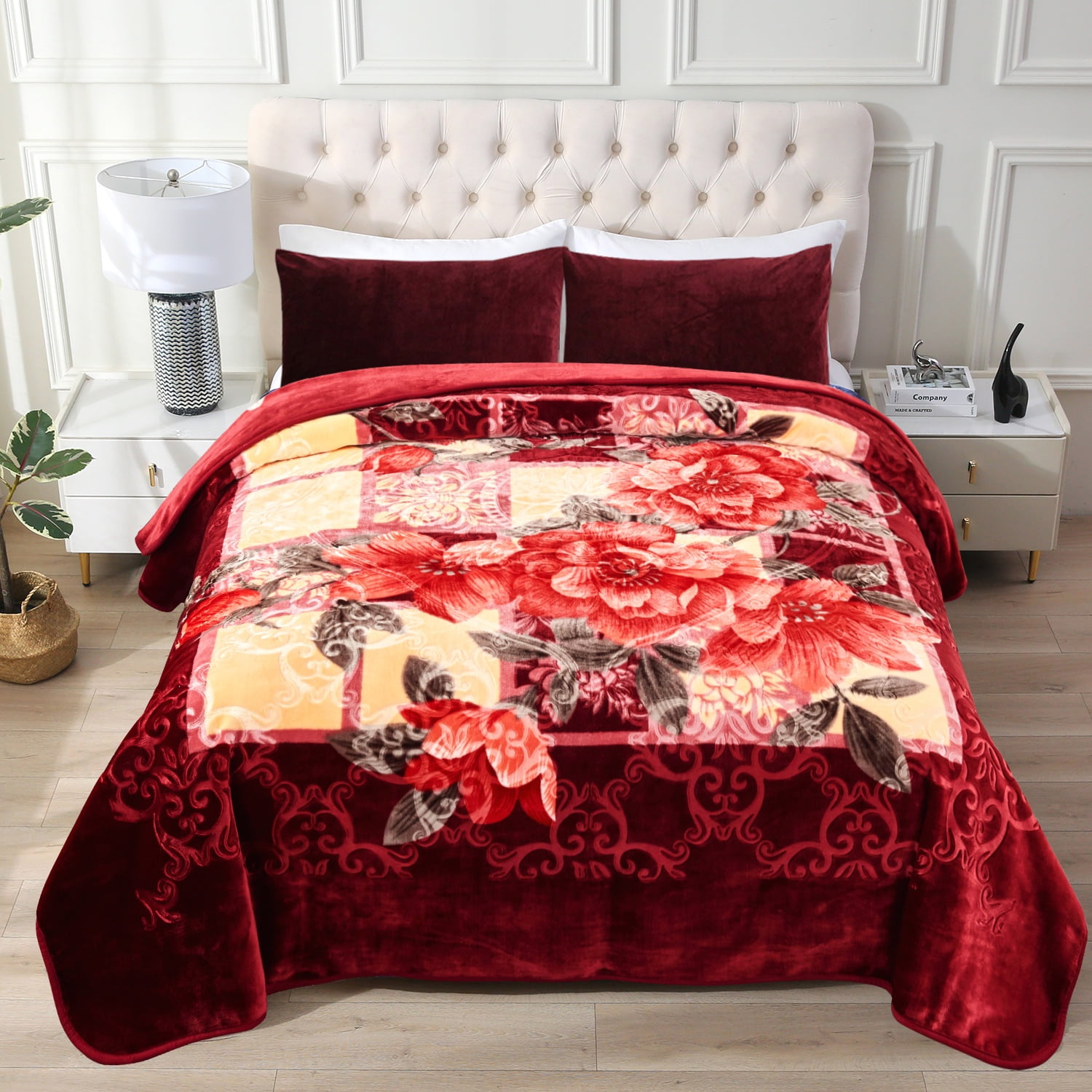 King Size Heavy Thick Plush Blanket 8.8Lb,1 Ply Printed Winter Warm Bed ...