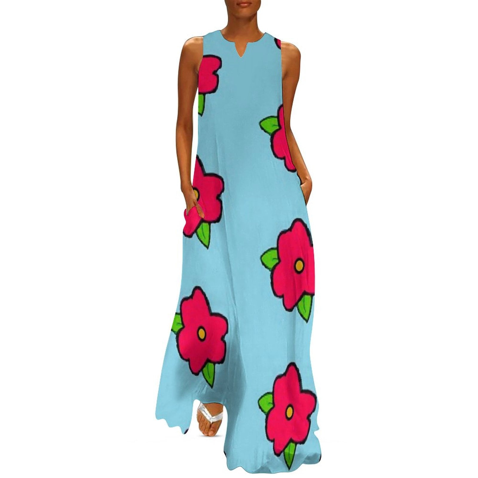 King Size Homer Muumuu Flower Long Dress prom dresses Beachwear women ...