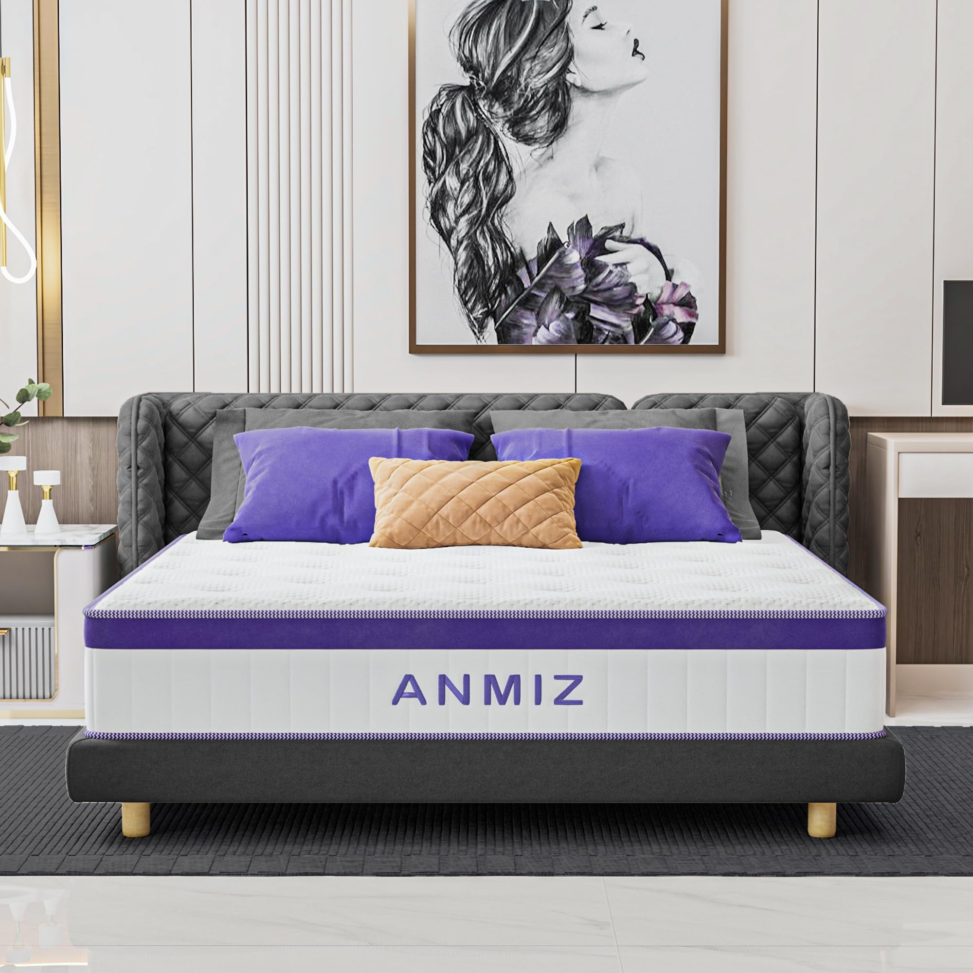 Anmiz 14 inch King Size Mattress, CertiPUR-US Certified Memory Foam ...