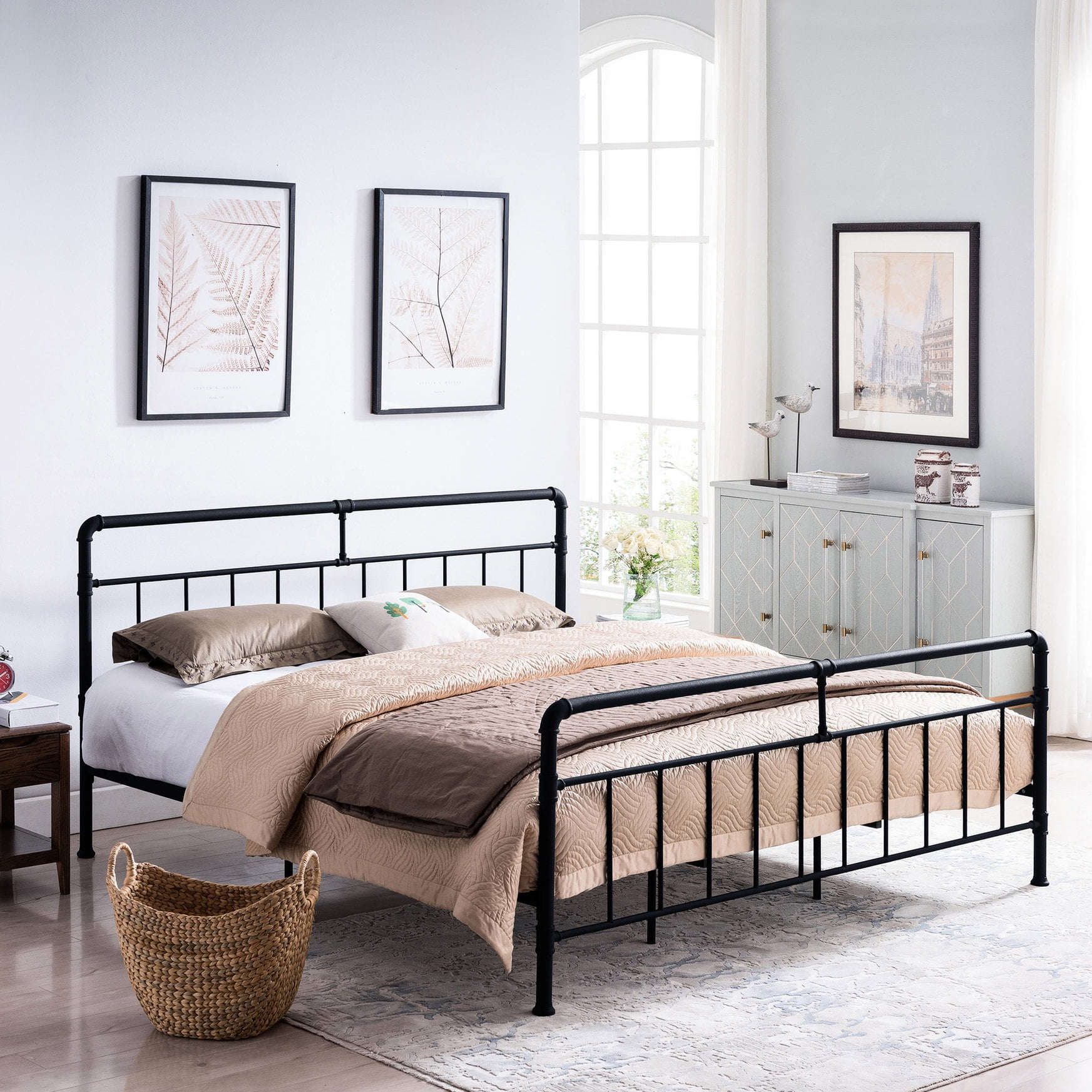 King Size Industrial Style Bed / Iron Frame, Low Profile, Simple Design ...