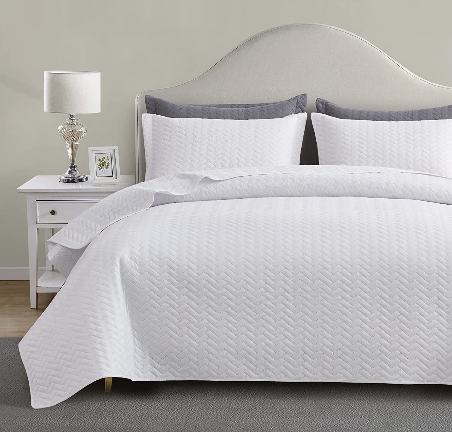 King Size, Lightweight Purple Bedspread Ultrasonic Chevron Pattern ...