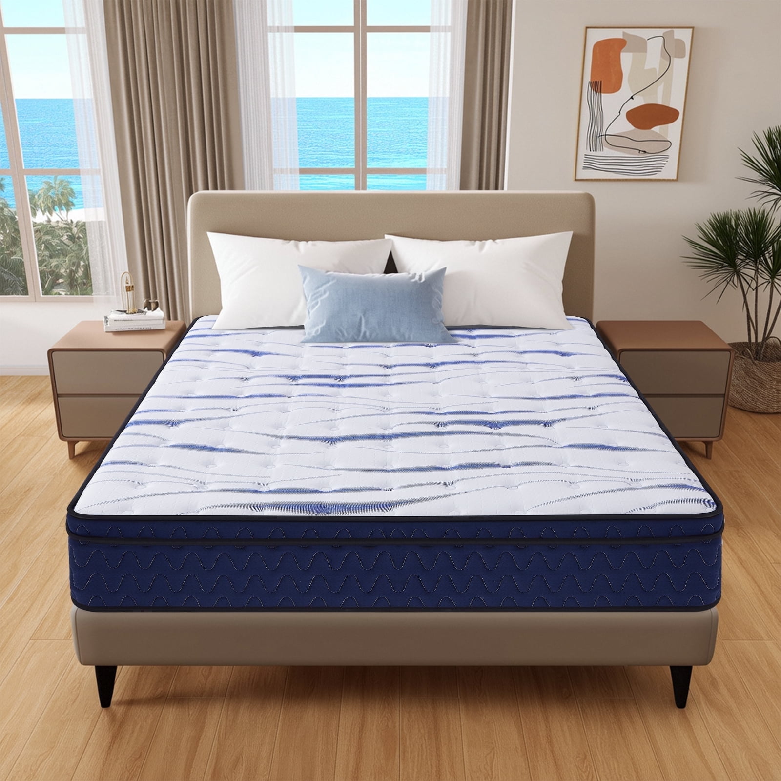 King Size,10 inch Medium Firm Box Spring Memory Foam Hybrid Mattress ...