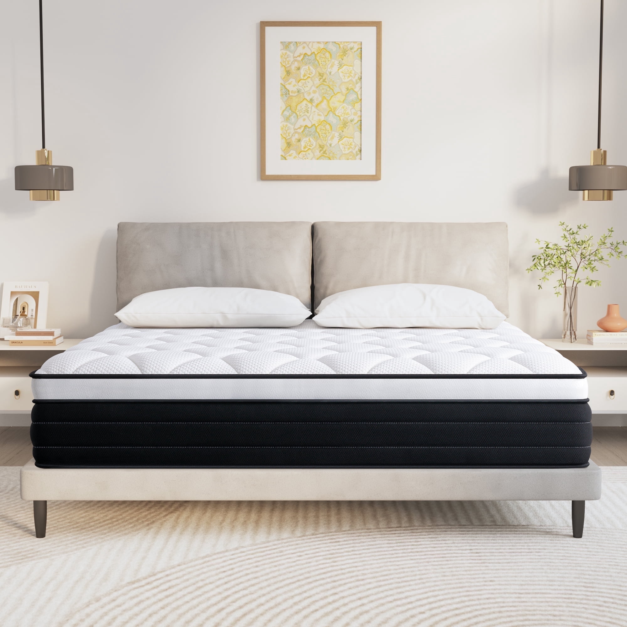 King Size Mattress, 12" Hybrid Gel Memory Foam Individually Pocket ...