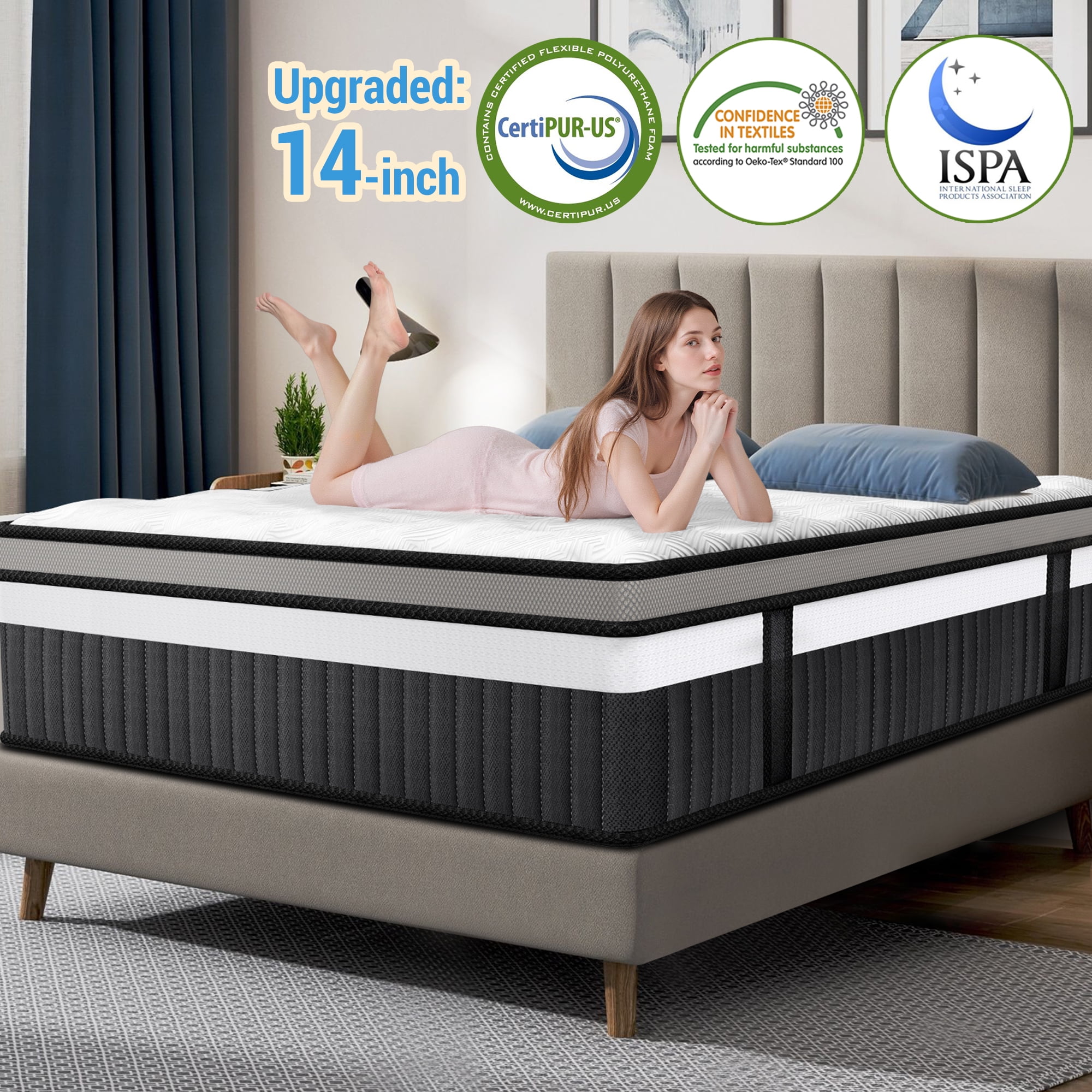 King Size Mattress, 14 Inch Gel Memory Foam King Mattress for Cooling ...