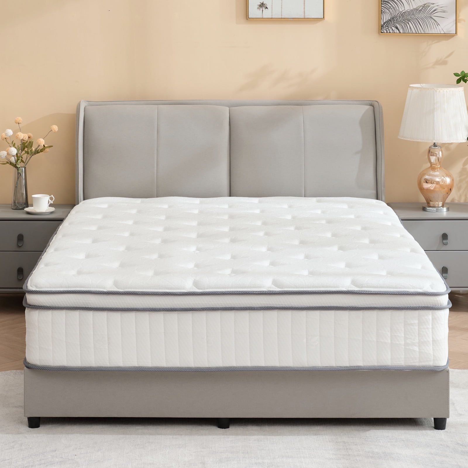 King Size Mattress bed in a box, Smiaoer 10" Hybrid Memory foam ...